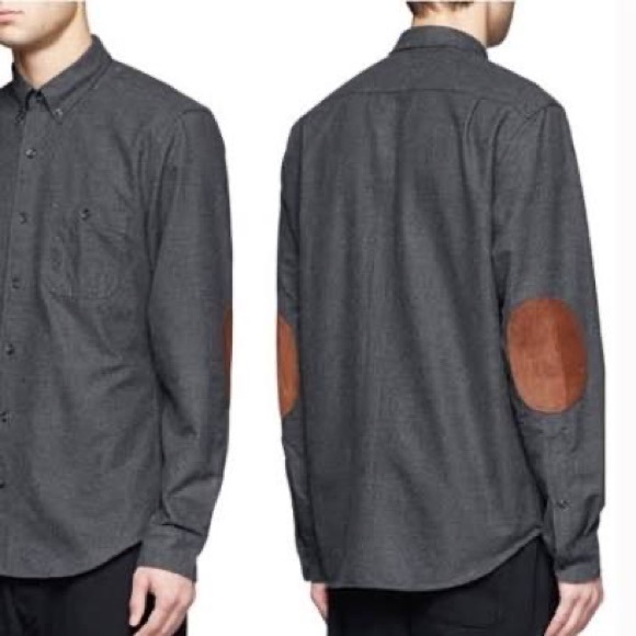 J. Crew | Shirts | J Crew Work Shirt Long Sleeves Leather Patches On ...